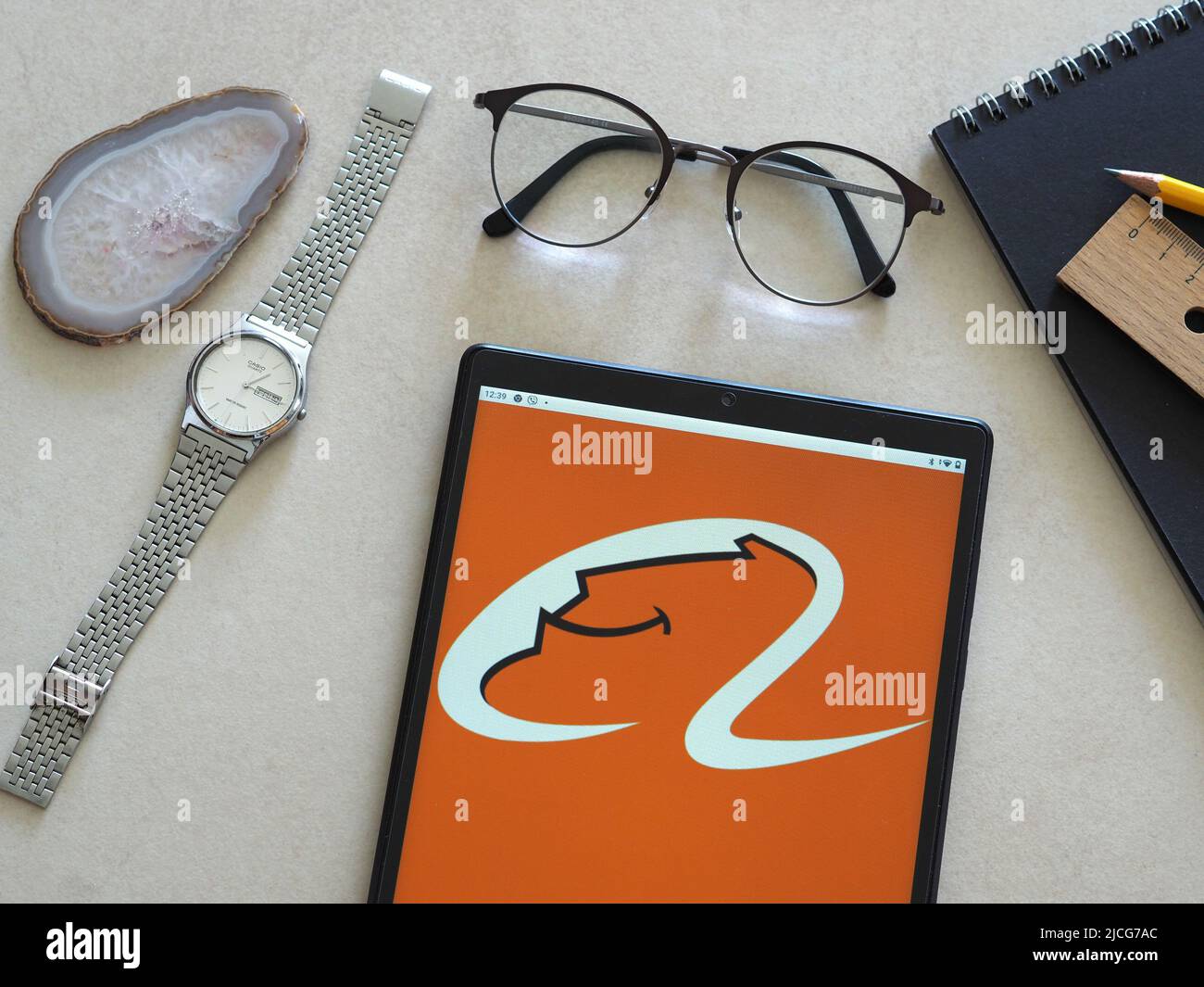 In this photo illustration Alibaba Group Holding Limited logo seen ...