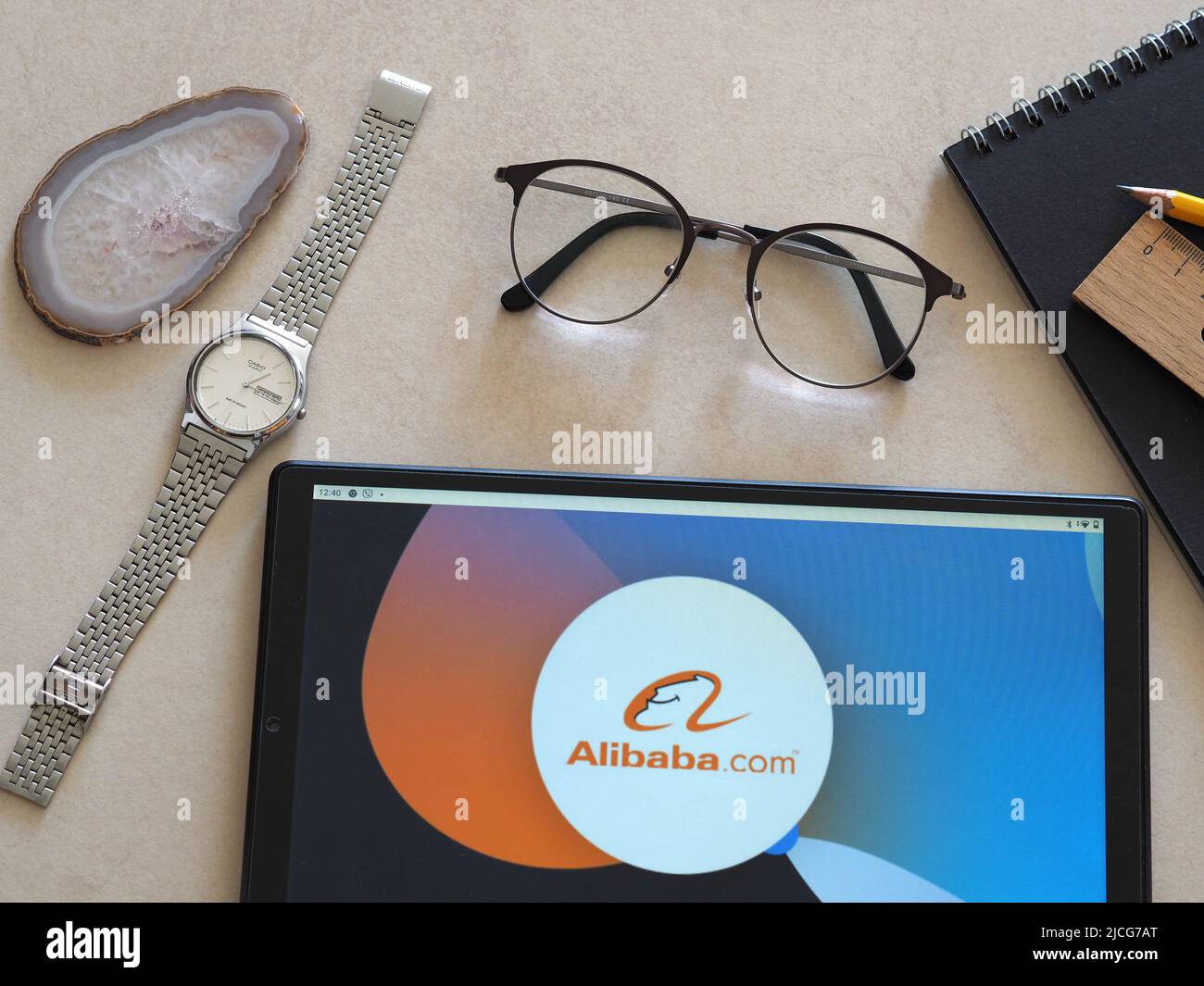 In this photo illustration Alibaba Group Holding Limited logo seen ...