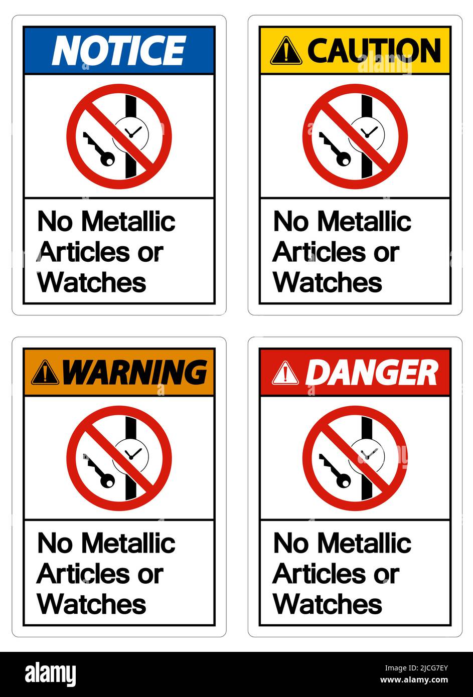 Caution No Metallic Articles Or Watches Symbol Sign On White Background ...