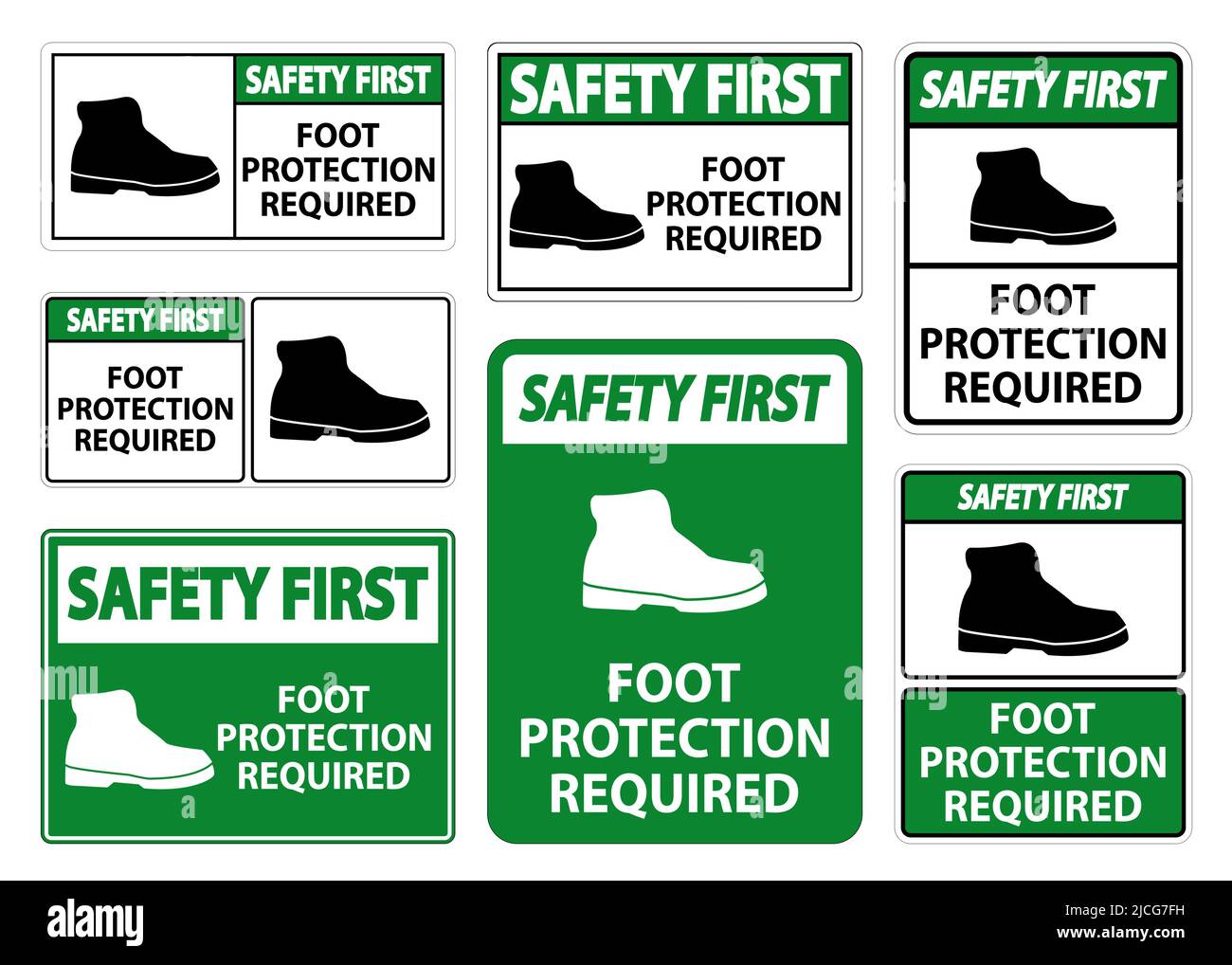 Safety First Foot Protection Required Wall Symbol Sign Isolate on ...