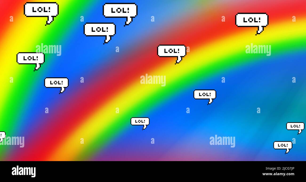 Digital image of multiple speech bubbles with lol text floating against ...