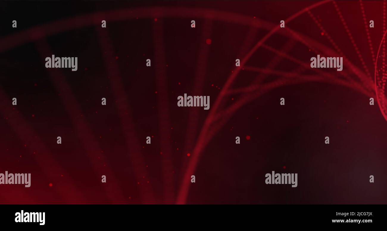 Image of red strand spinning with red spots on light on black ...