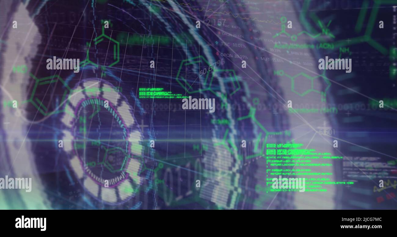 Image of scope scanning and data processing on black background Stock ...
