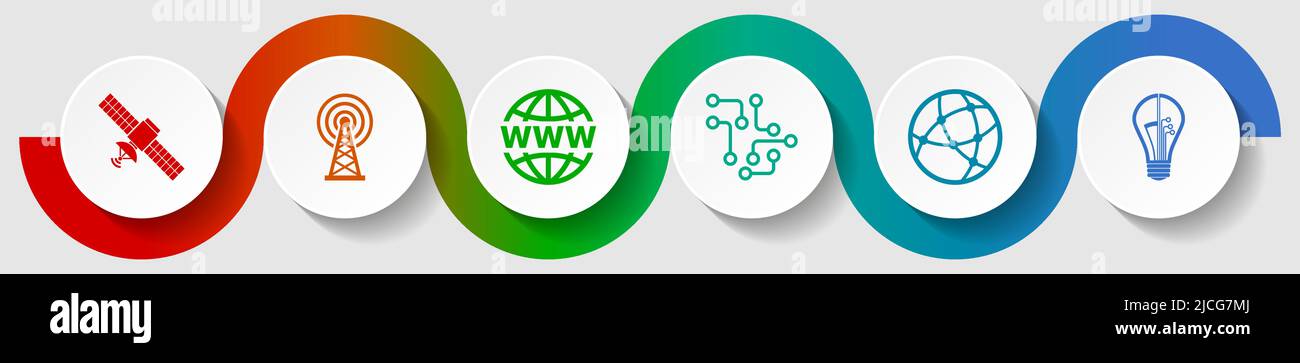 Communication, technology concept infographic vector template, internet ...