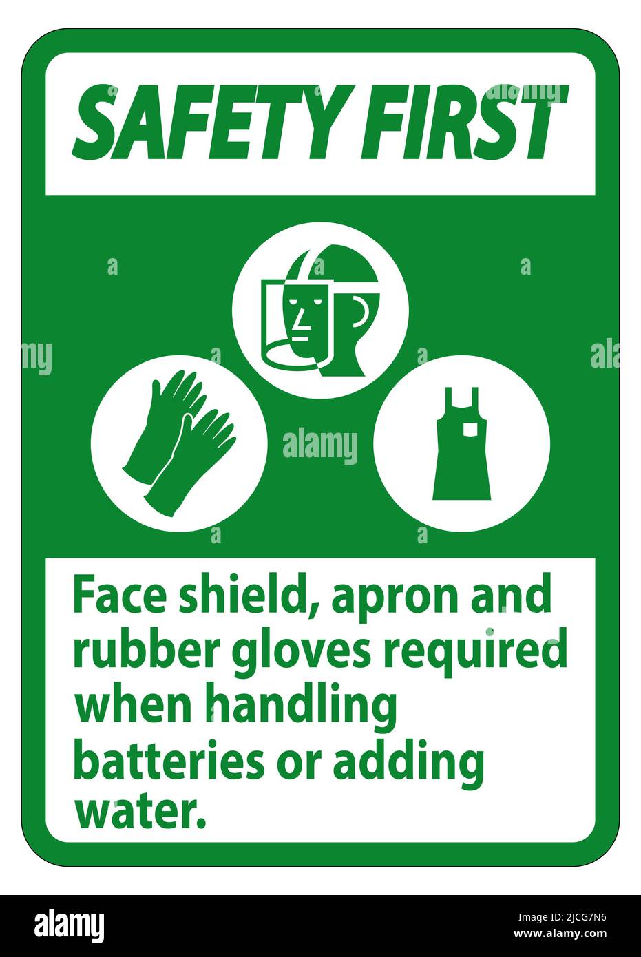 Safety First Sign Face Shield, Apron And Rubber Gloves Required When ...