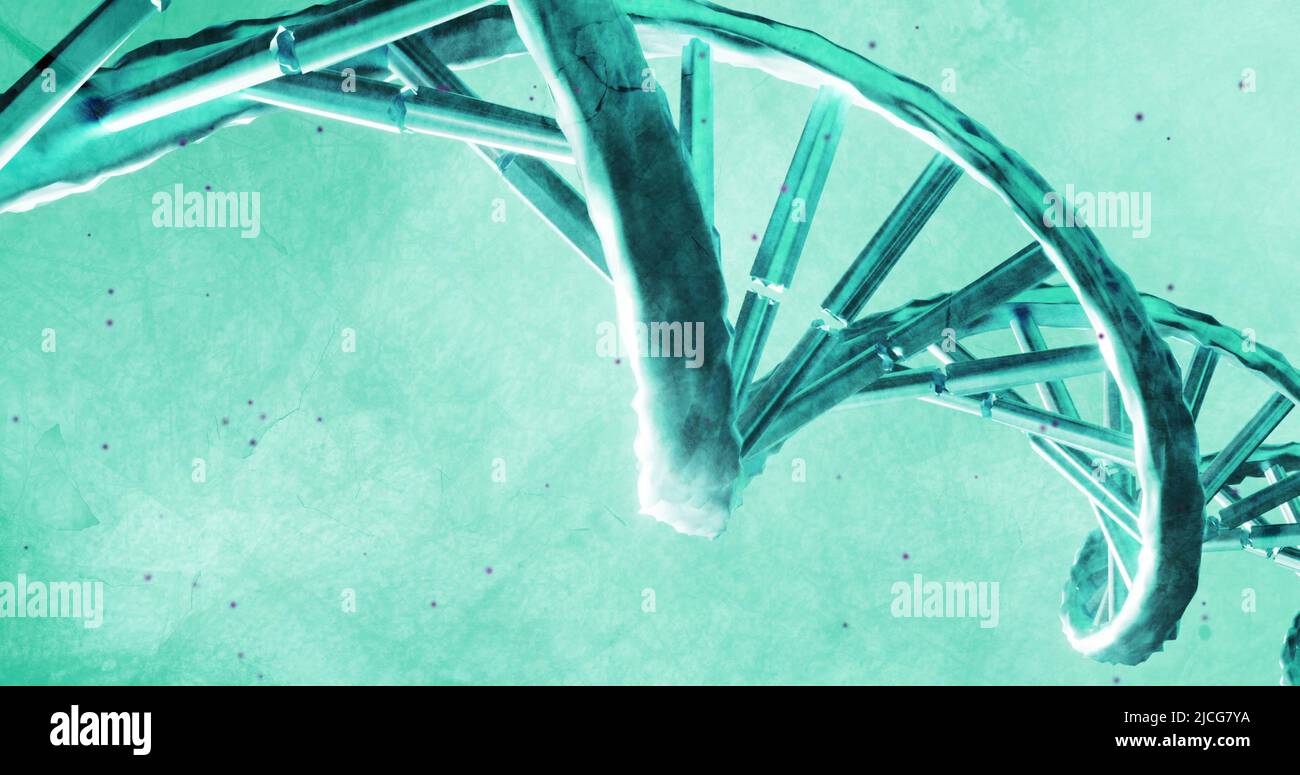 Image of dna strand over light spots on blue background Stock Photo - Alamy