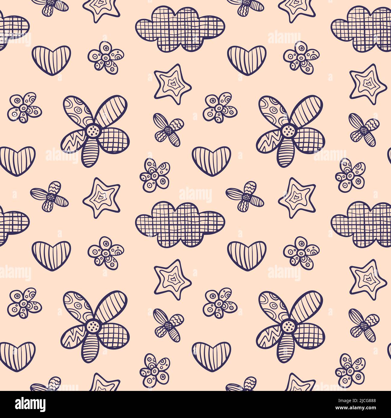 Seamless pattern with simple cute shapes. Wallpaper for kids. Vector ...