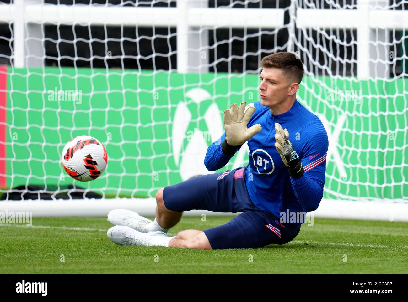 England goalkeeper Nick Pope during a training session at the Sir Jack ...