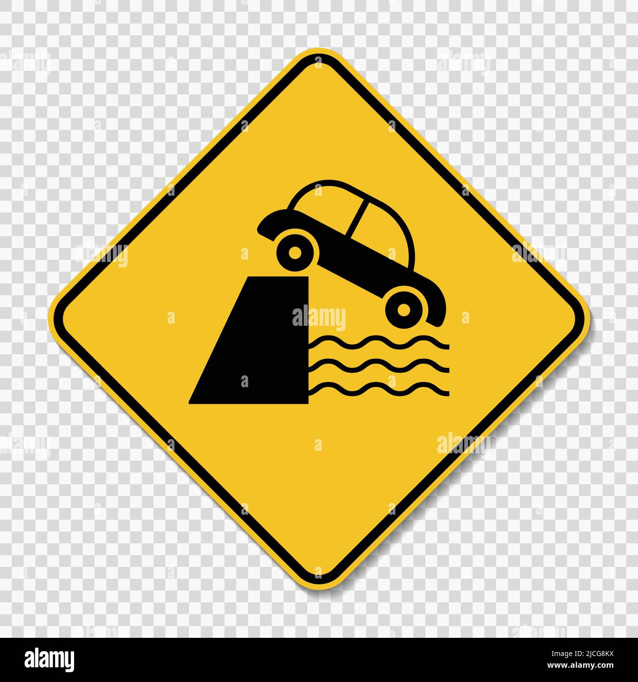 caution cliff ahead sign on transparent background,vector illustration ...