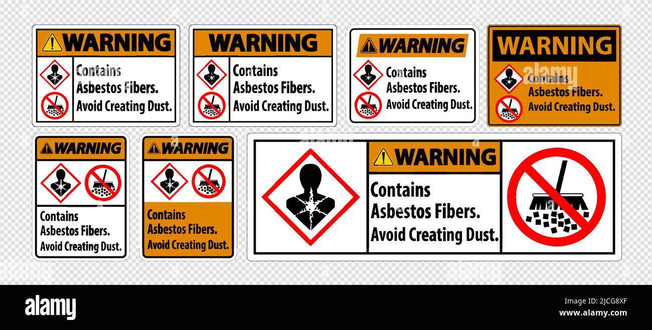 Warning Label Contains Asbestos Fibers,Avoid Creating Dust Stock Vector ...