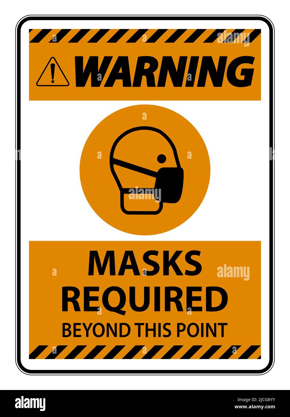 Warning Masks Required Beyond This Point Sign Isolate On White ...
