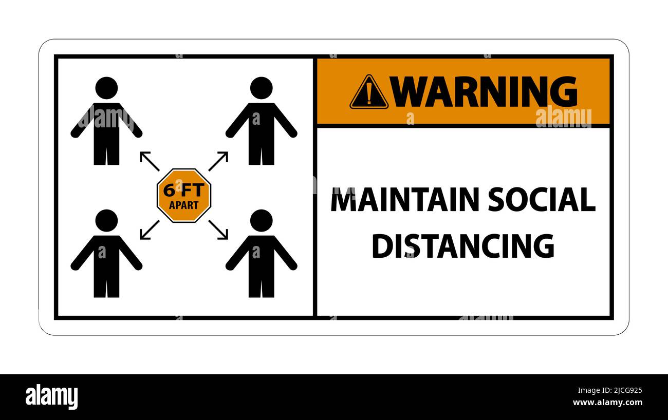 Warning Maintain social distancing, stay 6ft apart sign,coronavirus ...