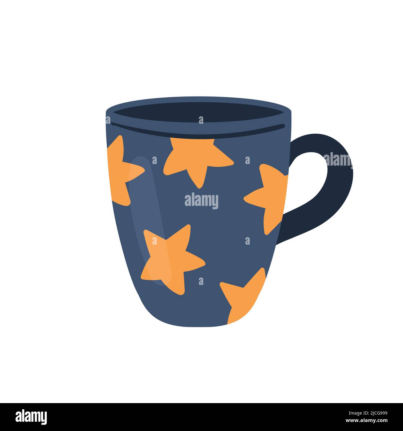 Coffee mug with stars. Ceramic tea ceremony cup, hot beverage teapot ...