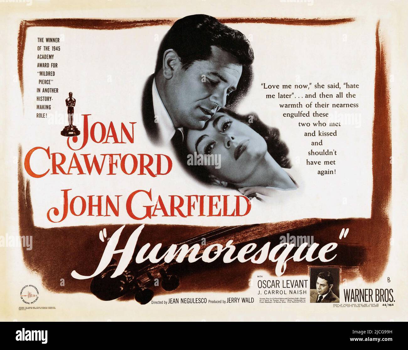 JOHN GARFIELD and JOAN CRAWFORD in HUMORESQUE (1946), directed by JEAN ...