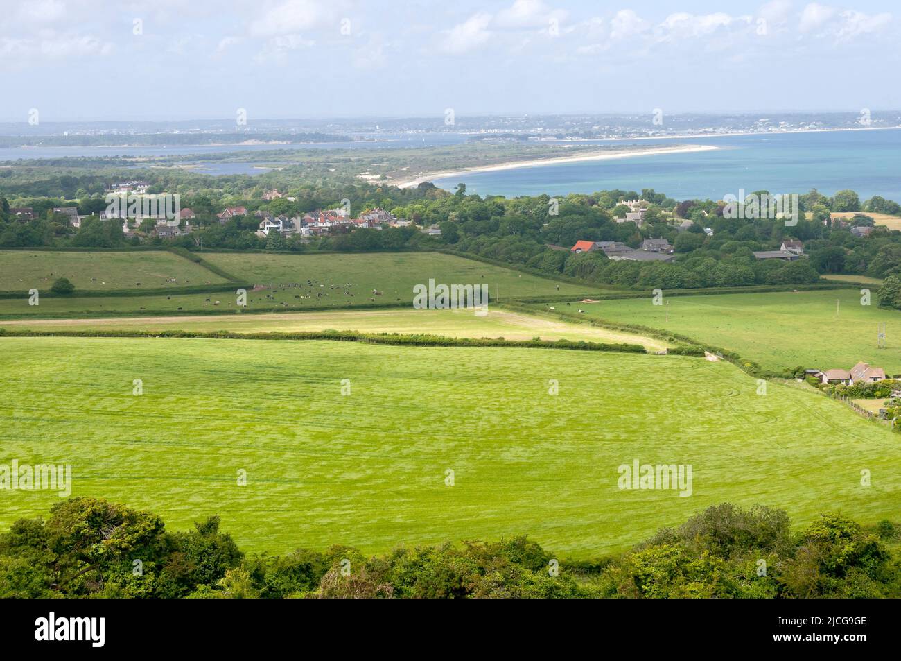 View towards Studland Bay, Poole, and Sandbanks, Dorset, England Stock ...