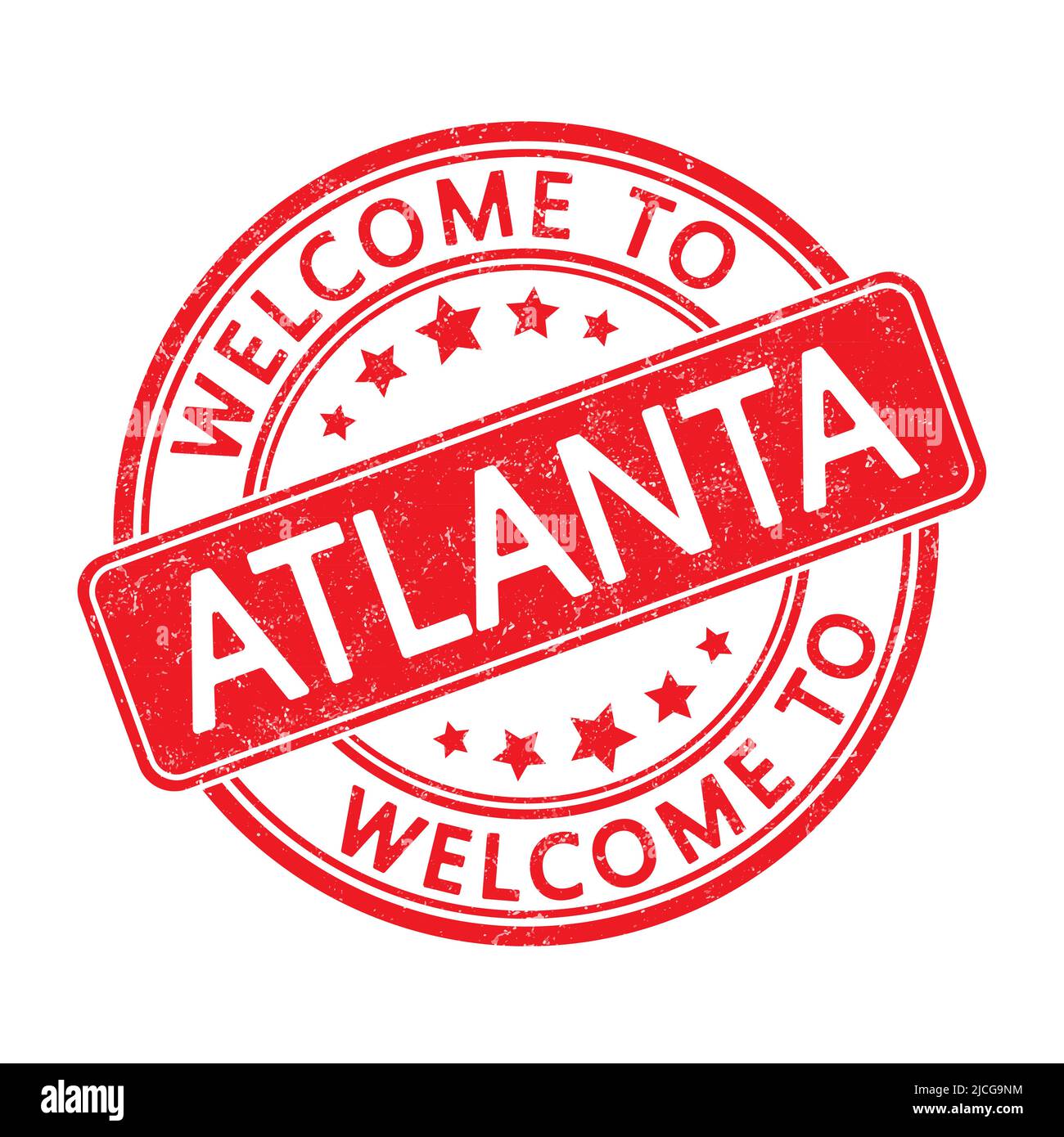Welcome to Atlanta. Impression of a round stamp with a scuff. Flat ...