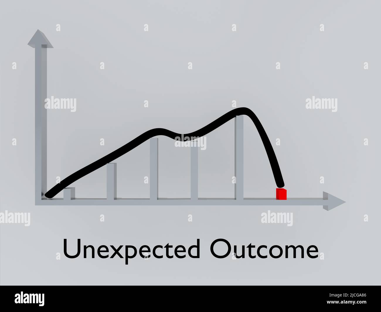3D illustration of an unexpected low value in a financial graph Stock ...