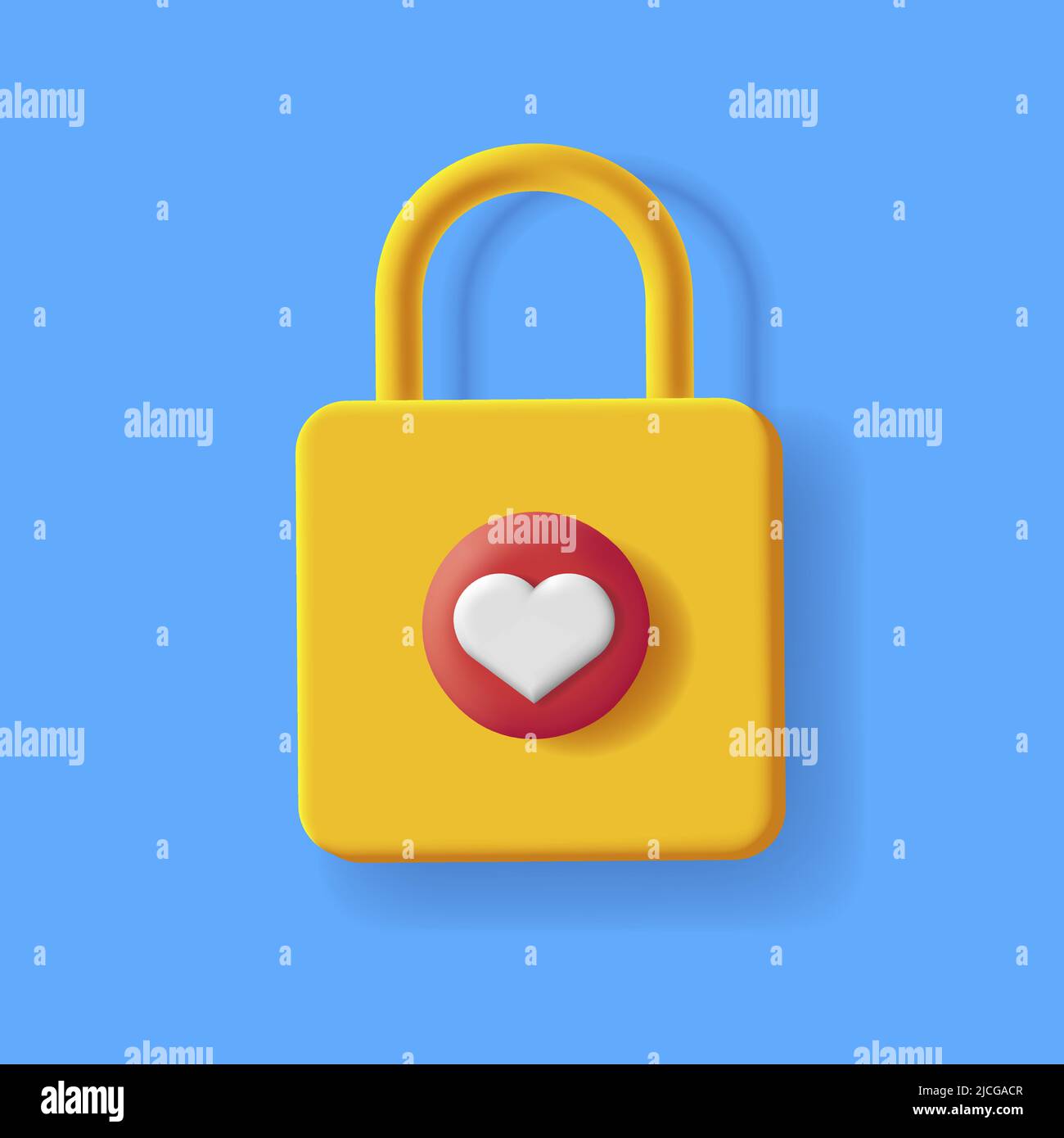 3d icon of padlock with heart shaped keyhole. Vector illustration Stock ...