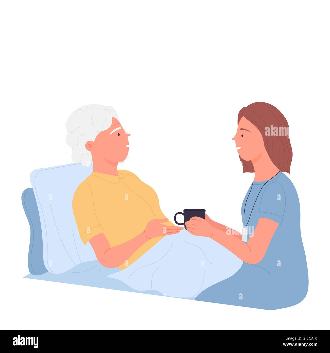 Nursing elderly house. Retired seniors people care and support vector ...