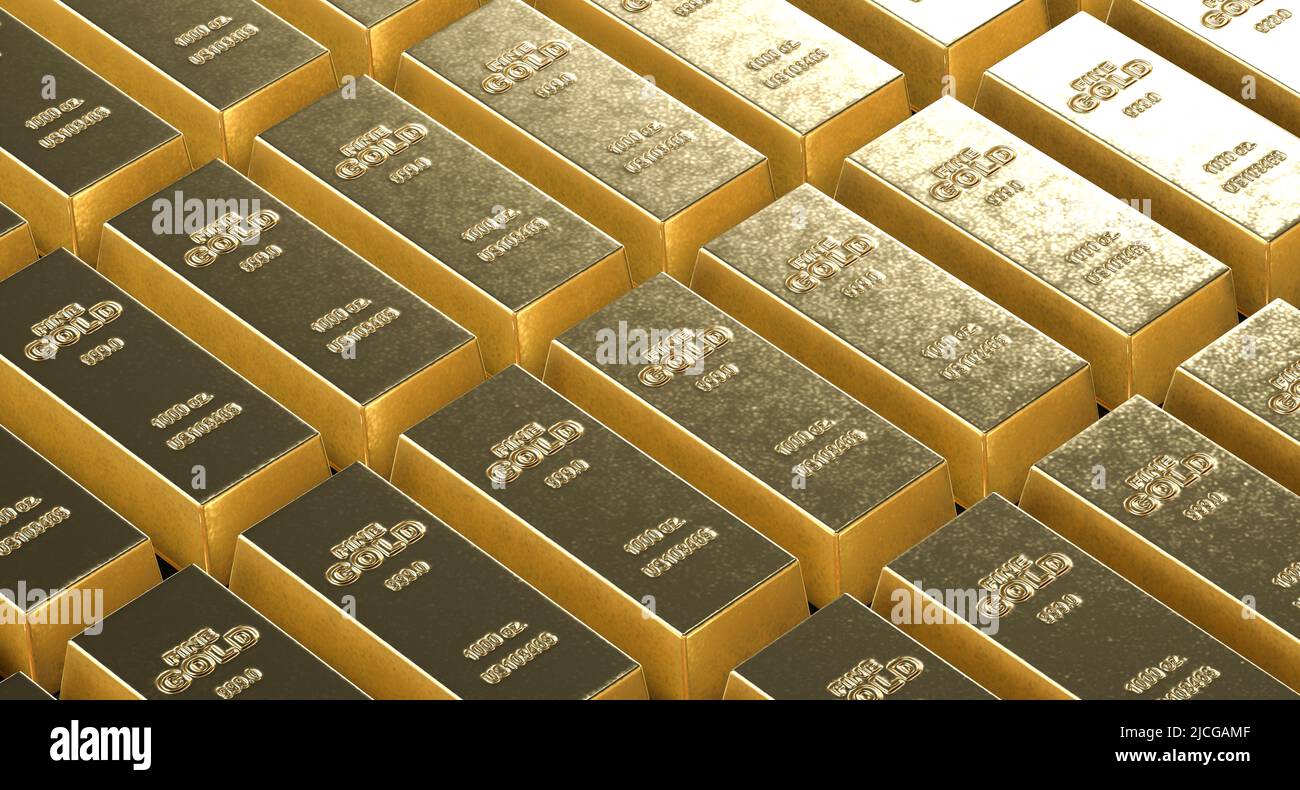 3d golden bars stack hi-res stock photography and images - Alamy