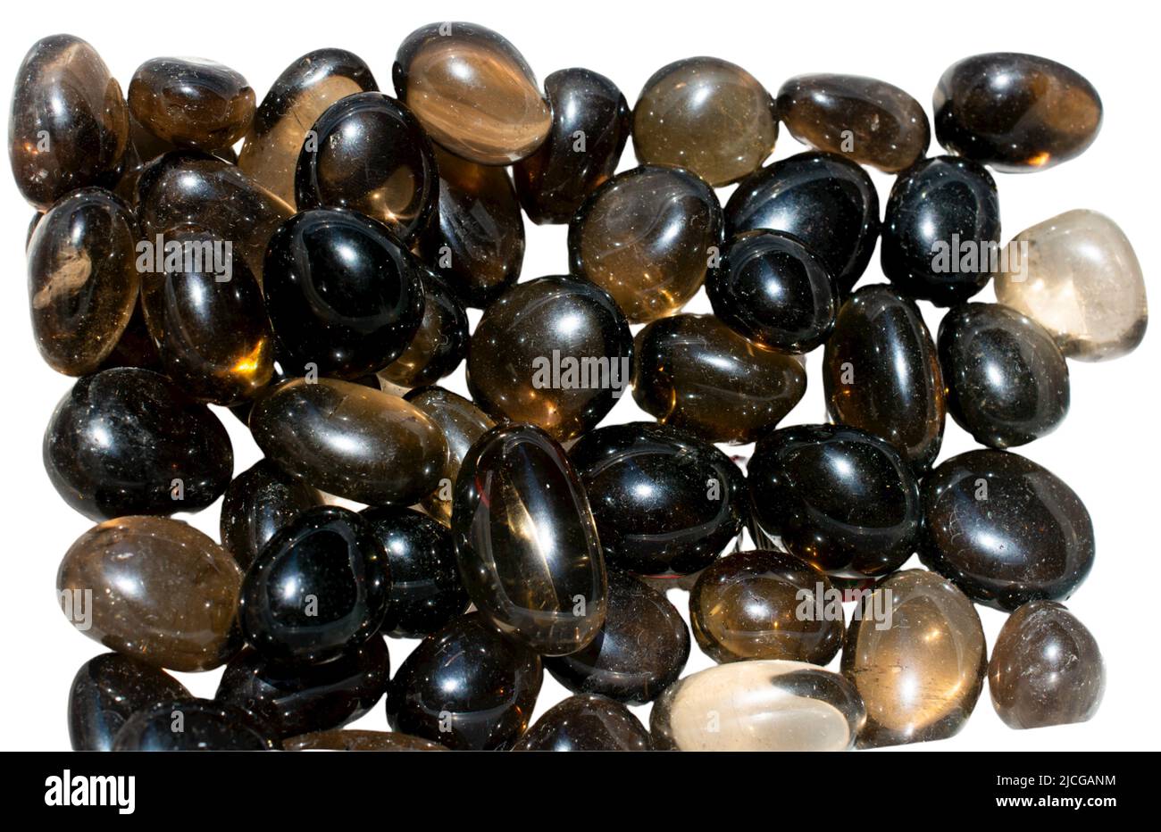 Colorful semi-precious stones. Different shapes rock pebbles. Semi ...