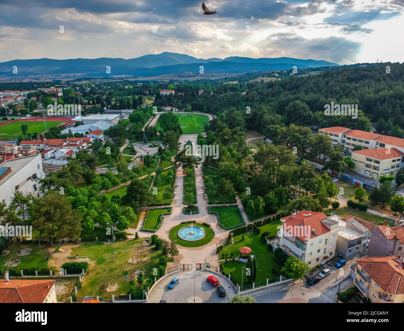 Aerial panoramic view over Kozani city, Greece Stock Photo - Alamy
