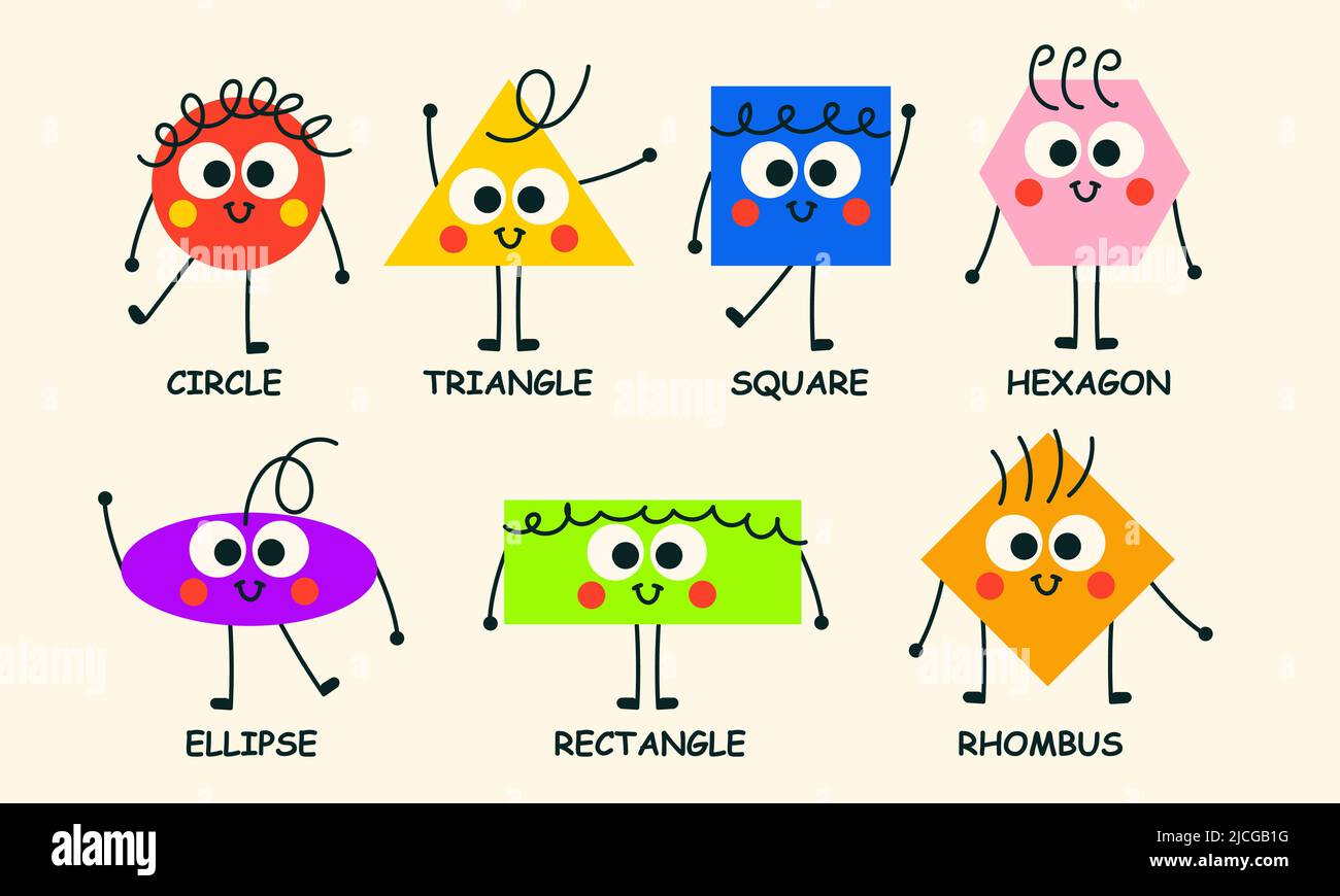 Character abstract shape funny face. Cartoon doodle design geometric ...