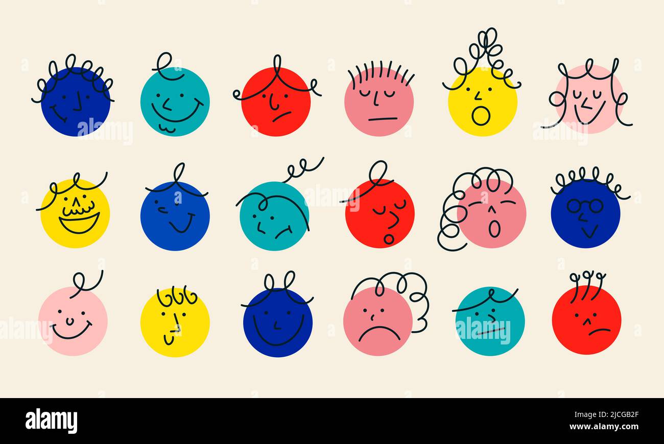 Face smile character abstract icon. Happy family cartoon doodle ...