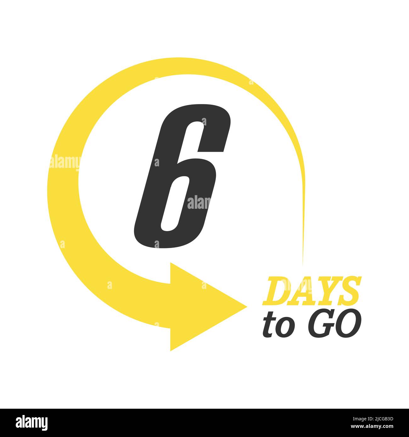 6 days to go. A stylized countdown icon or banner. Vector illustration ...