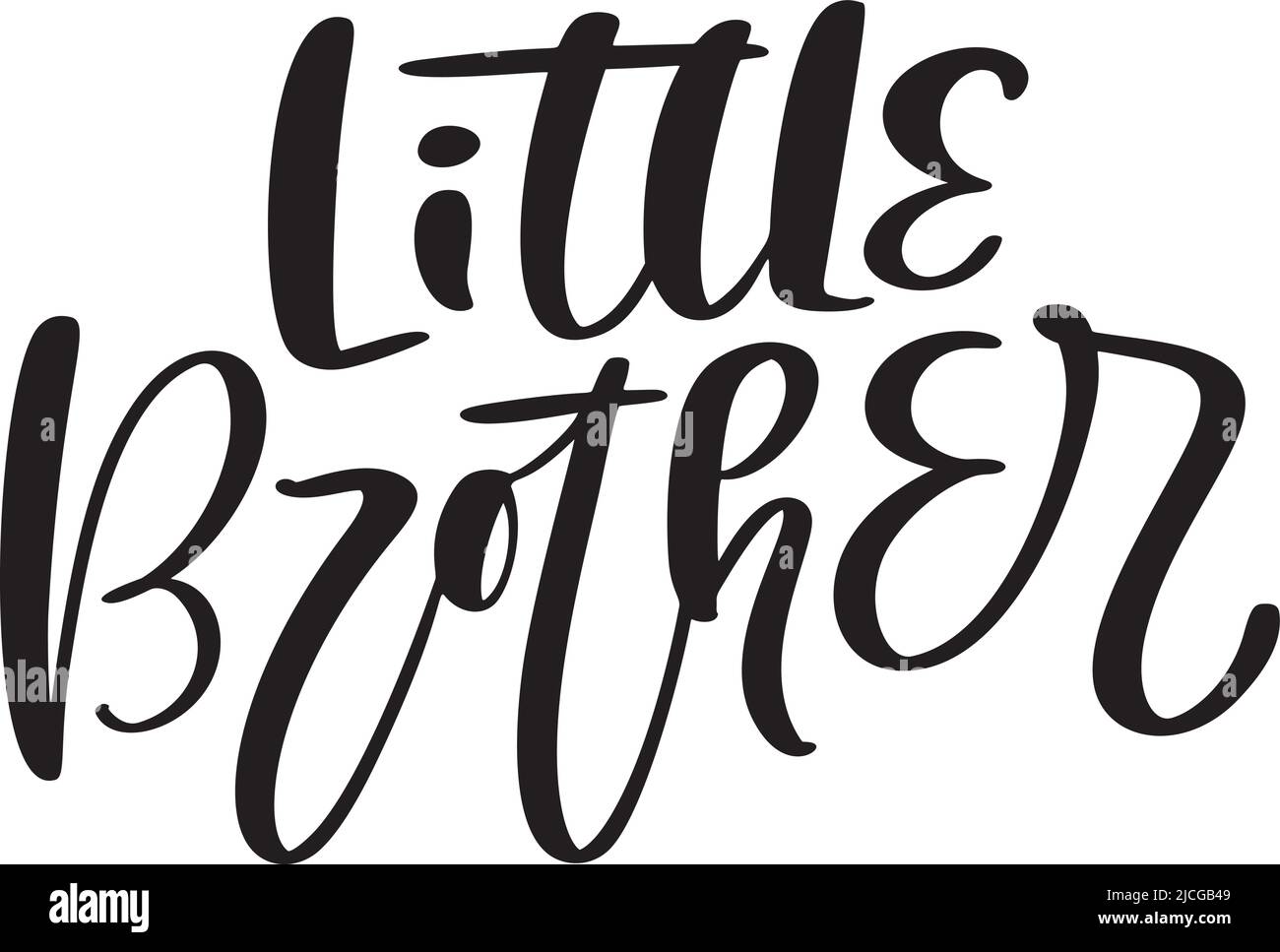 Vector Hand drawn lettering calligraphy text Little Brother on white ...