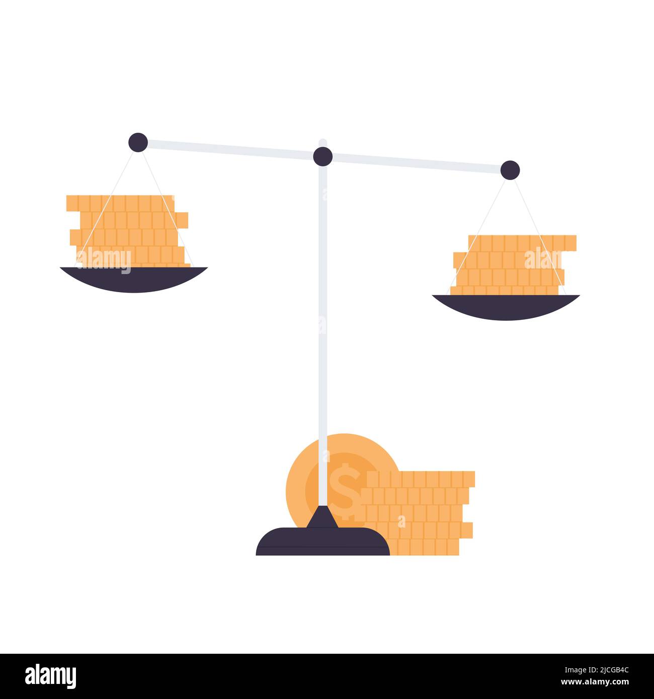 Balance scale with dollar coins. Financial value and investment capital ...