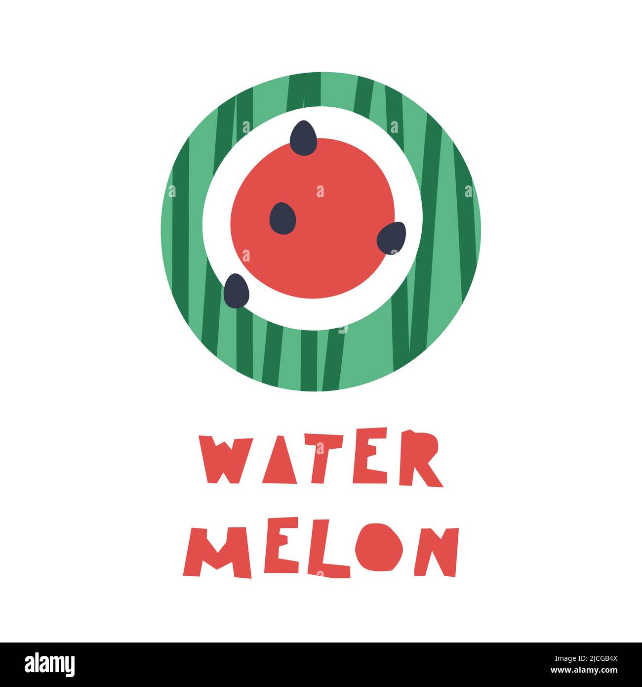 Hand drawing abstract watermelon and lettering Watermelon. Print for ...