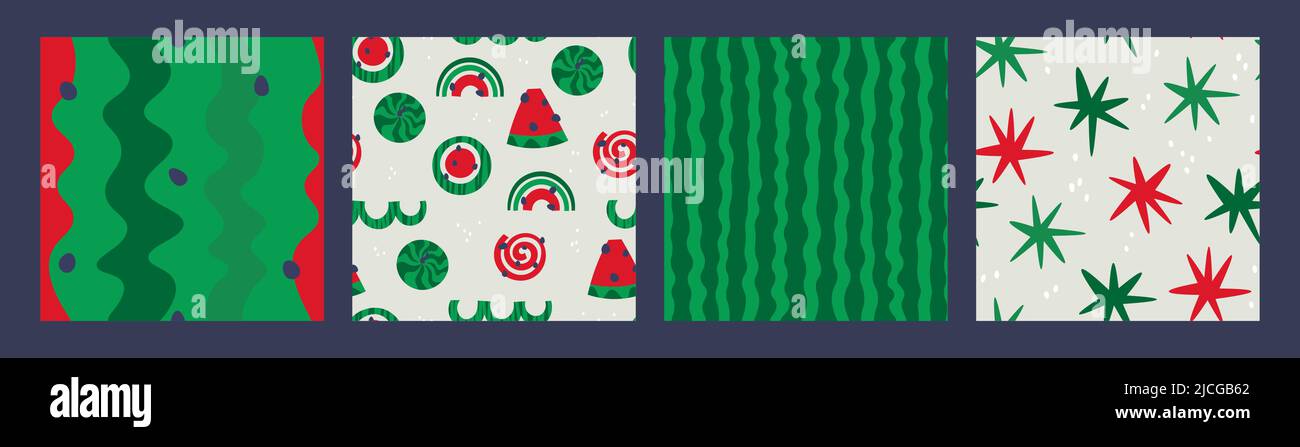Abstract watermelon pattern. Set of vector seamless patterns ...