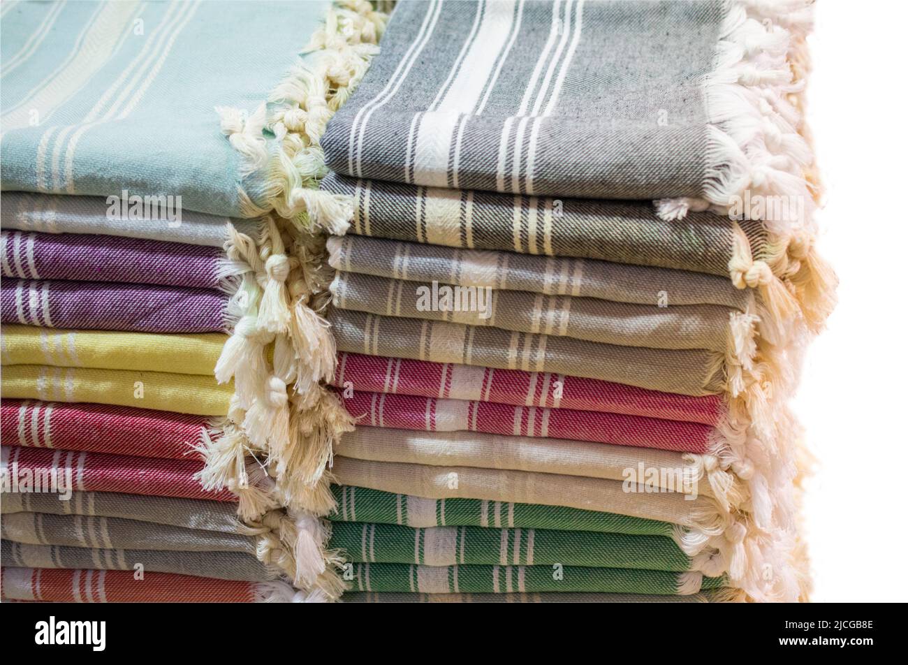Sale of textiles on the Turkish market Stock Photo - Alamy