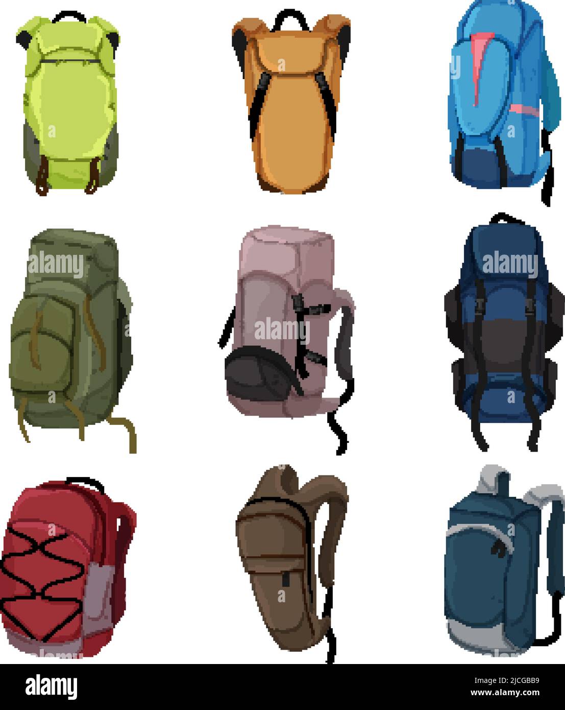 backpack camp set cartoon vector illustration Stock Vector Image & Art ...