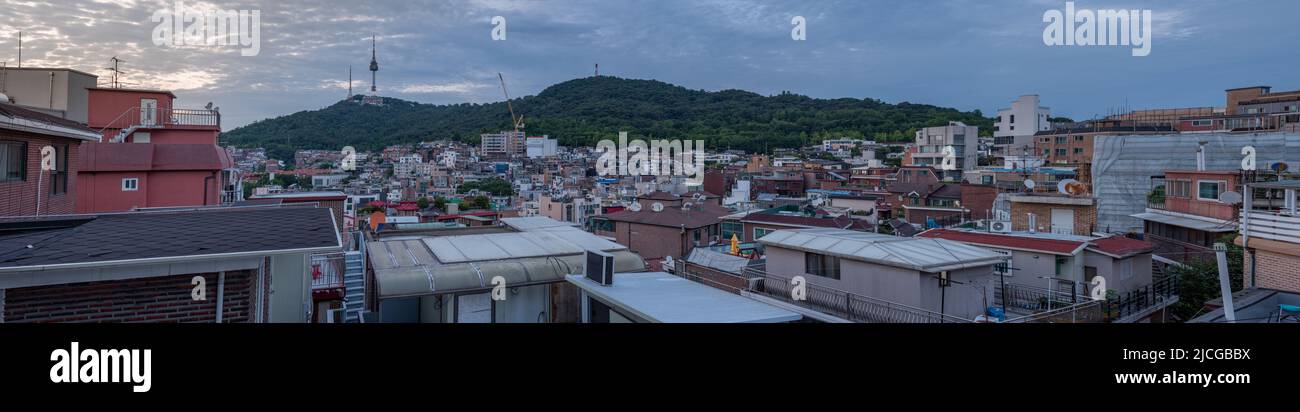 Itaewon district and Namsan Tower in Yongsan, Seoul, South Korea on ...