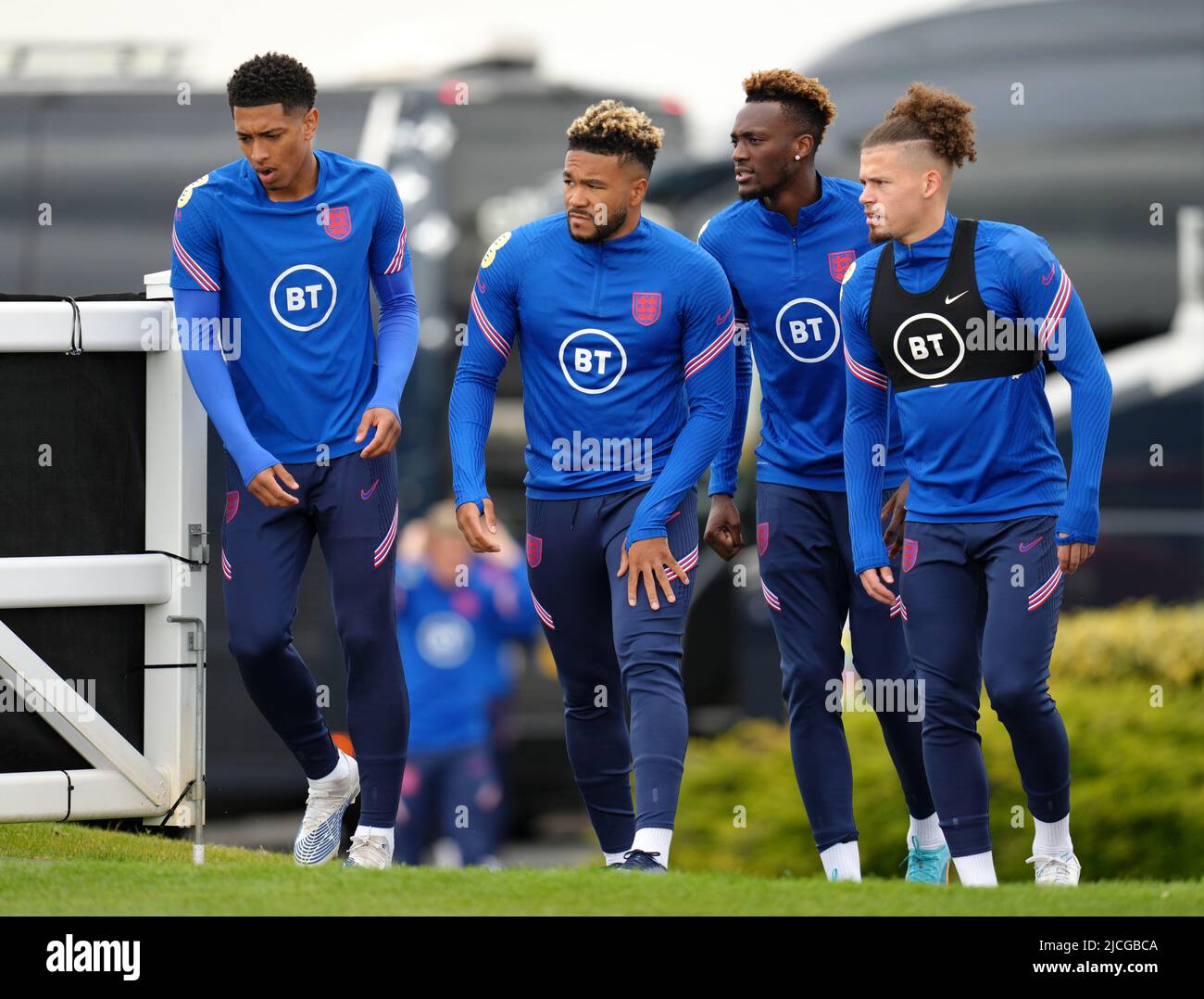 Left to right, England's Jude Bellingham, Reece James, Tammy Abraham ...