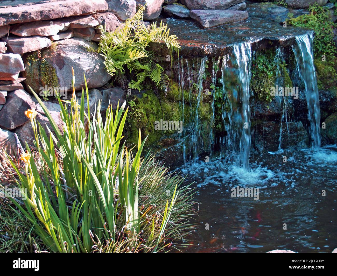 Rock garden waterfall Stock Photo - Alamy