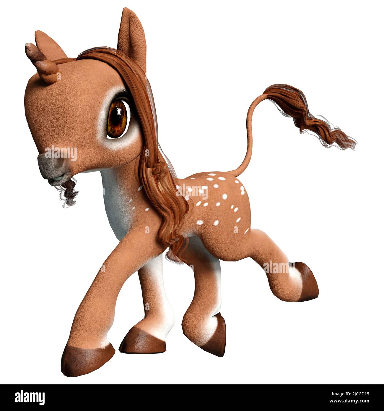 3D rendering of a cute cartoon baby unicorn deer isolated on white ...