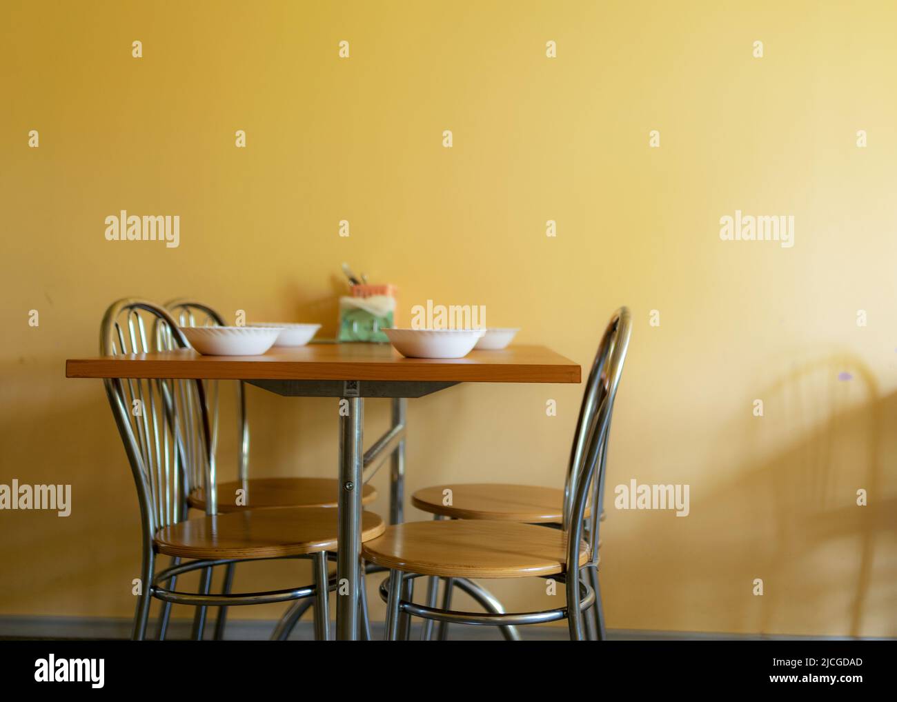 school kitchen canteen, set tables, canteen equipment, catering ...