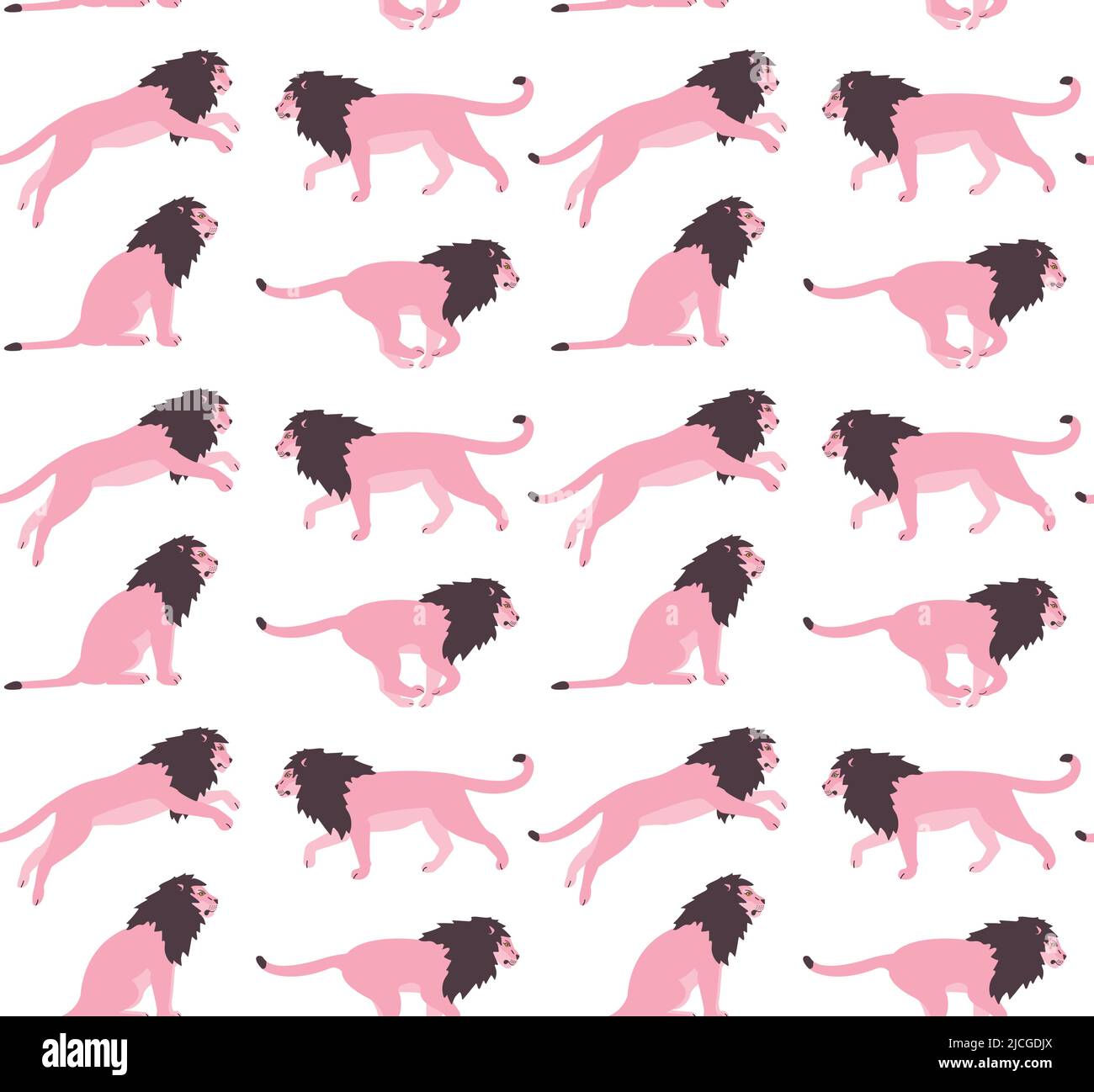 Vector seamless pattern of hand drawn pink lions Stock Vector Image ...