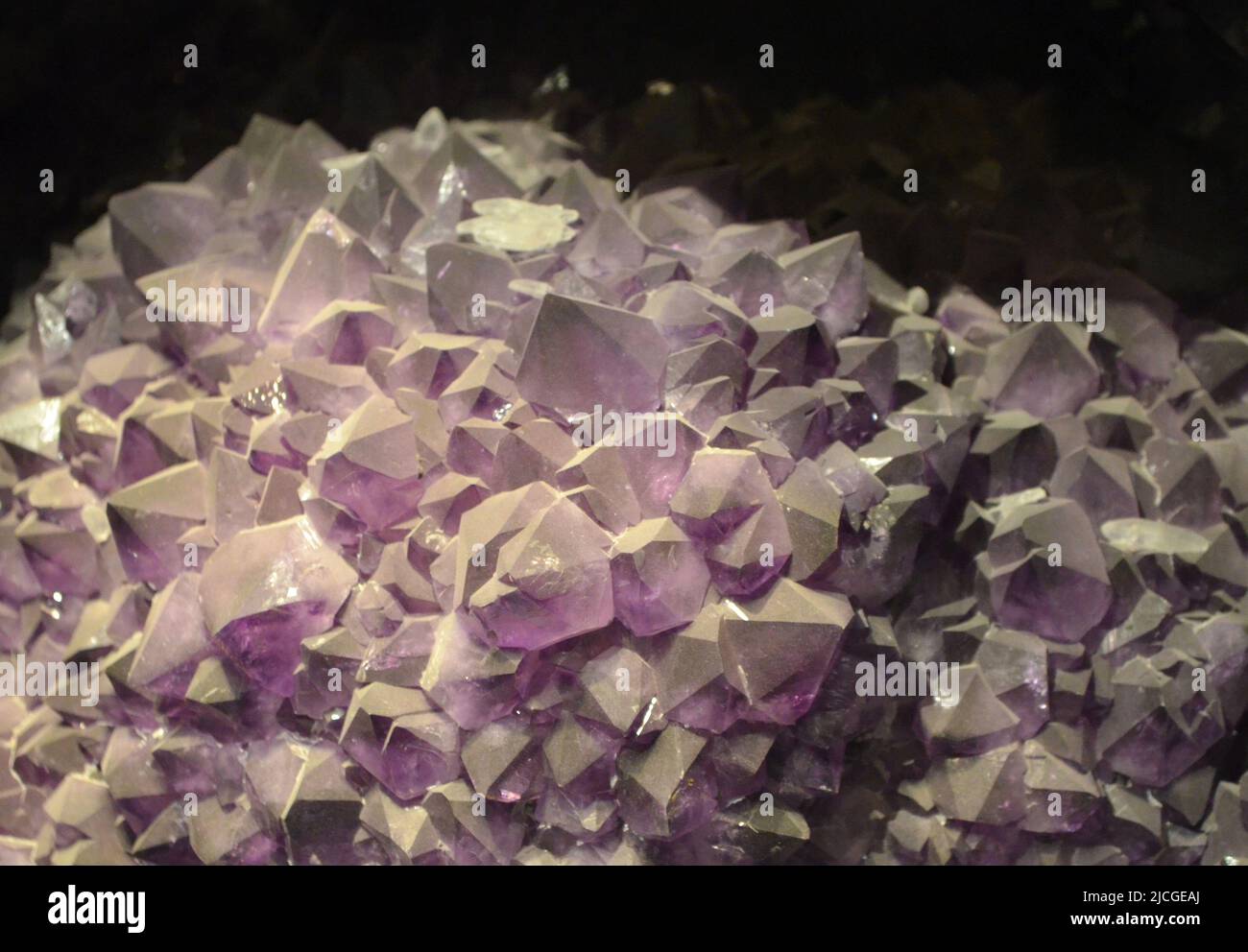 Cluster of light purple amethyst crystal geodes in a cluster Stock ...