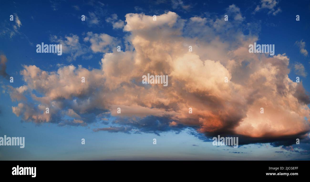 panorama vivid sky.Panorama of a twilight sunset and colorful clouds ...