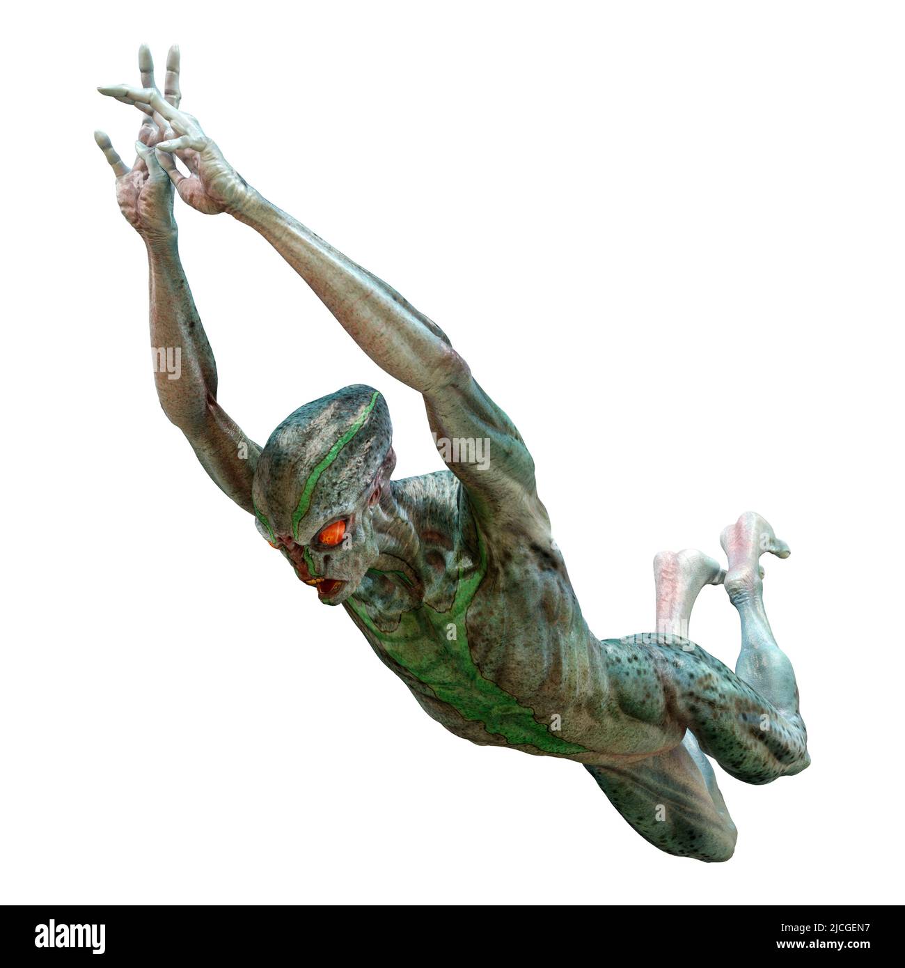 3D rendering of a green alien isolated on white background Stock Photo ...