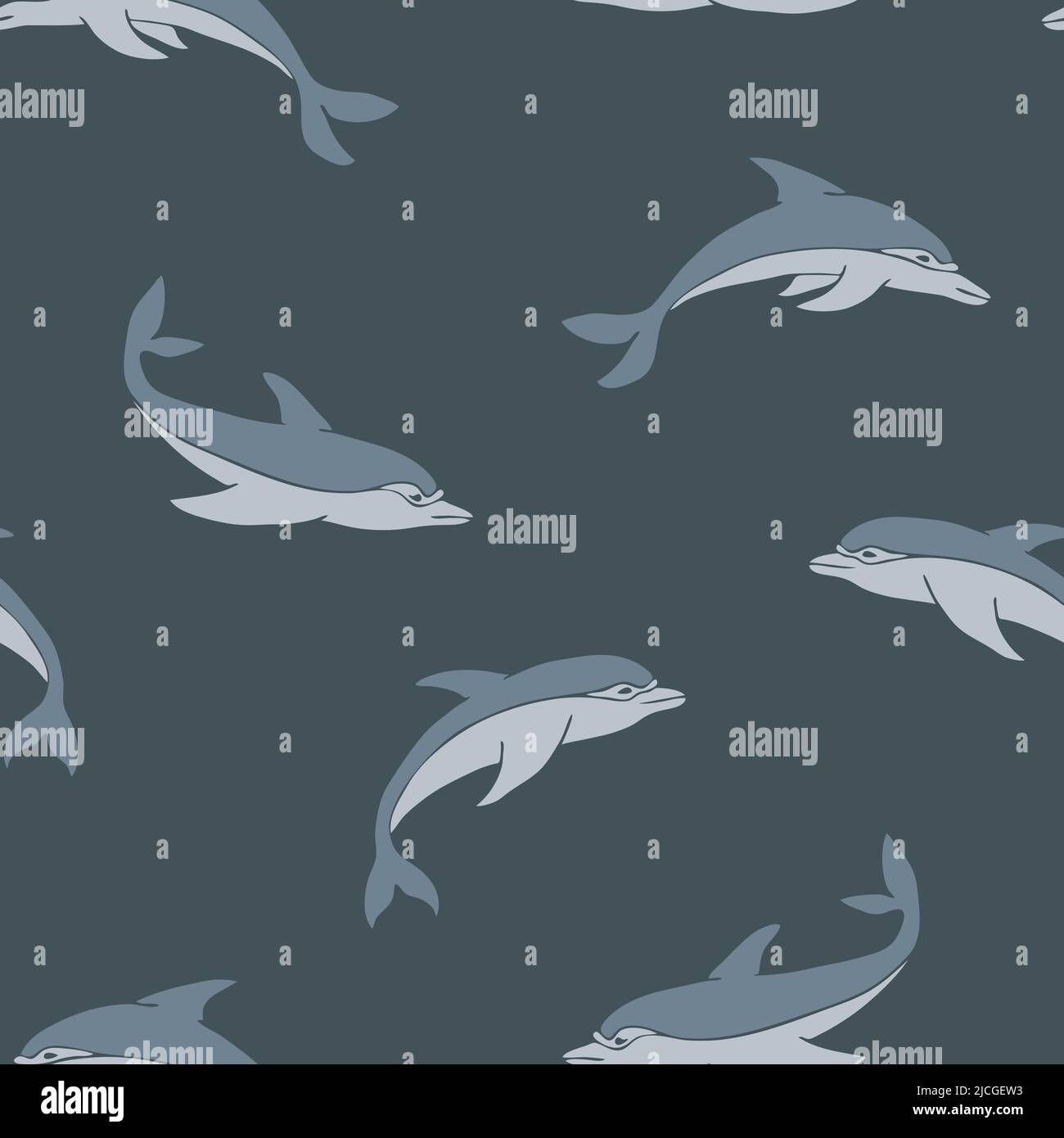 Seamless vector pattern with dolphins on grey background. Simple ...