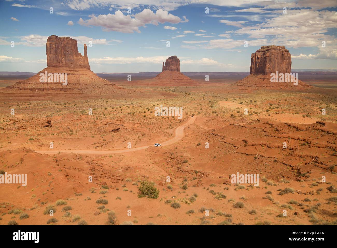 The Mittens and Merrick Butte from Lookout Point in Monument Valley ...