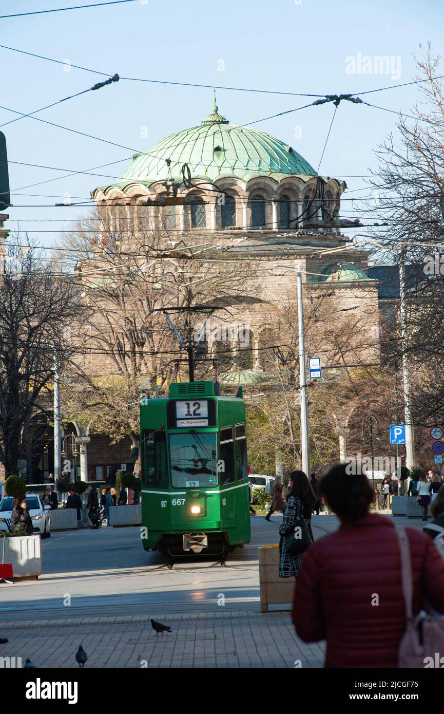 Street scenes with a church and tram in downtown Sofia, Bulgaria Stock Photo - Alamy