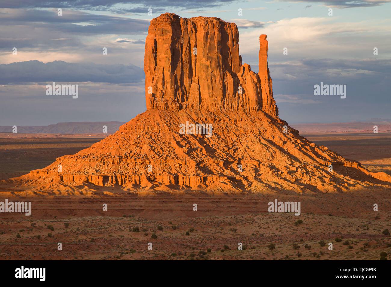 West Mitten Butte at dusk, Monument Valley, Arizona, United States ...