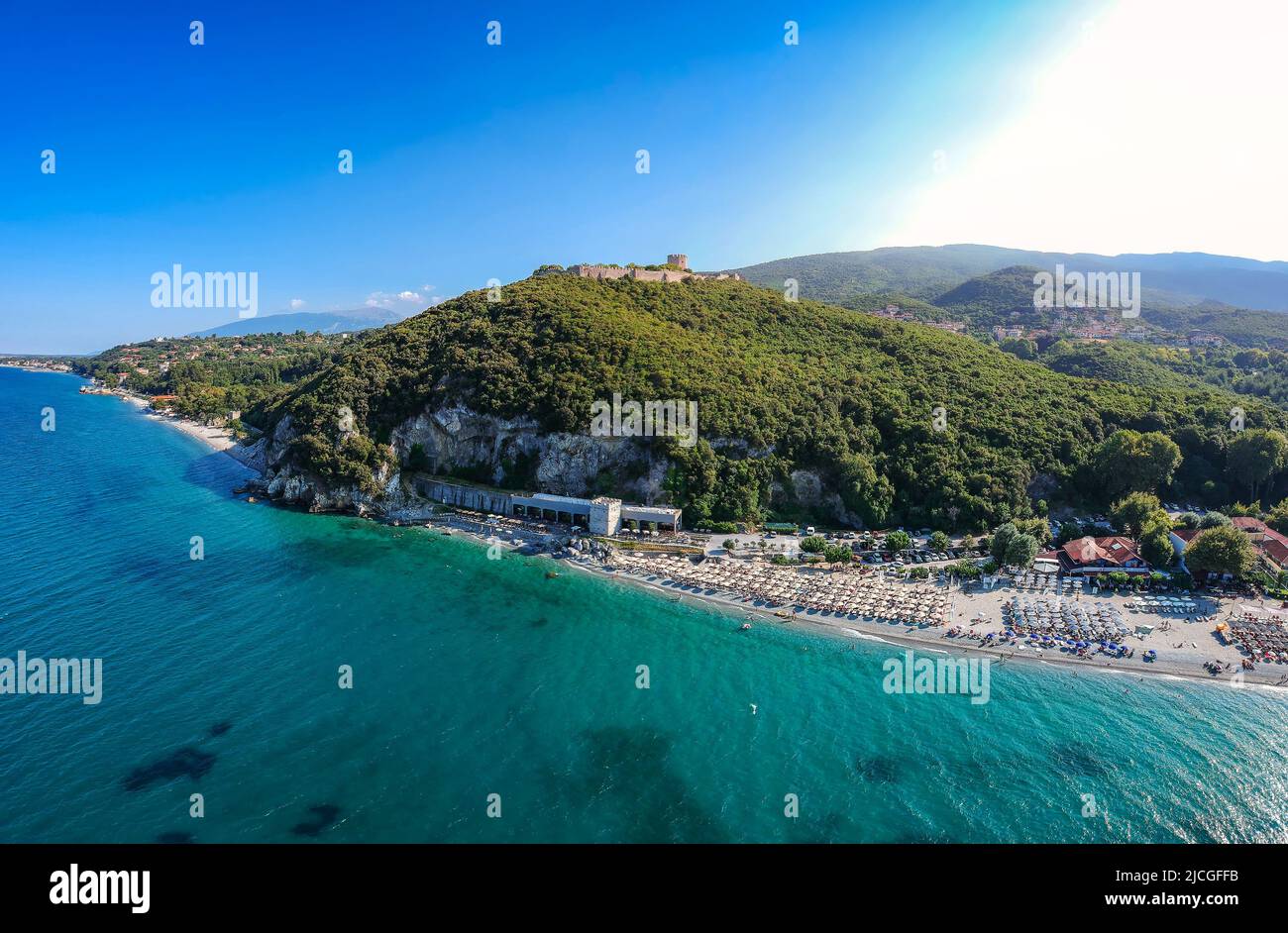 Aerial view over the famous Panteleimonas beach in Pieria, Greece Stock Photo - Alamy