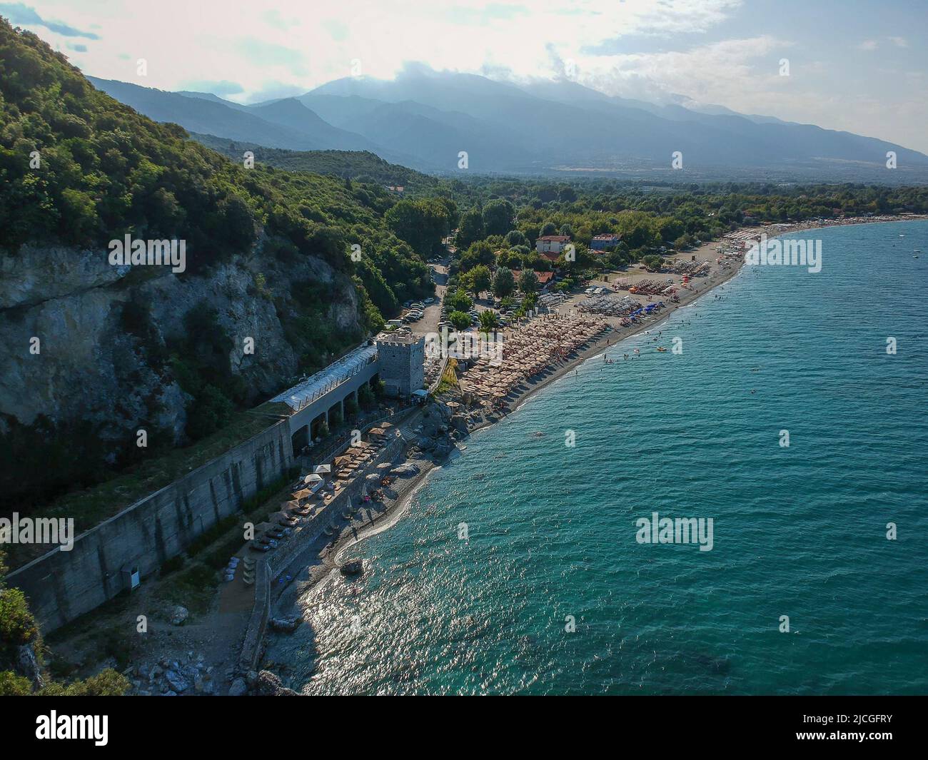 Aerial view over the famous Panteleimonas beach in Pieria, Greece Stock Photo - Alamy